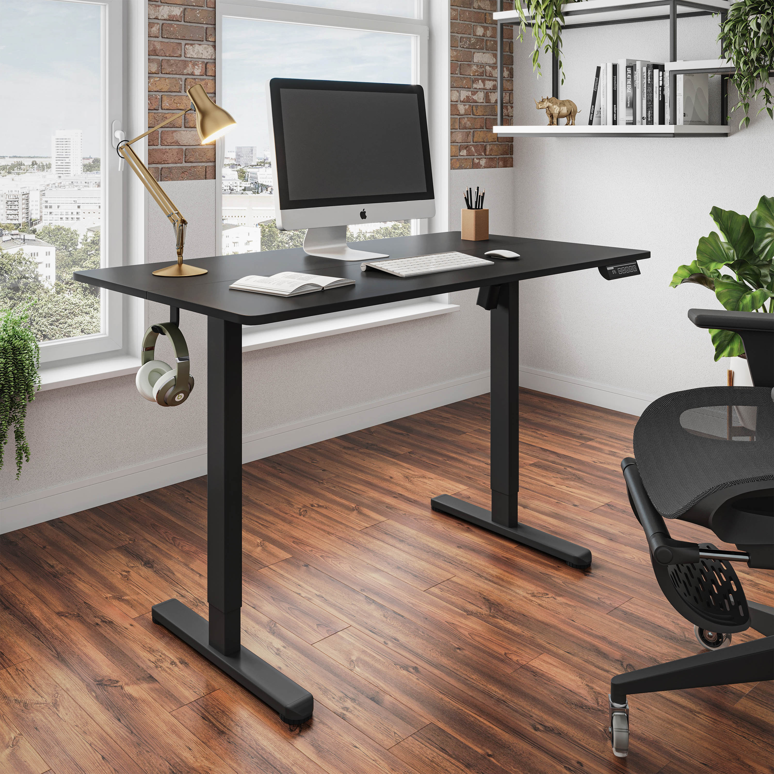 Ebern Designs 47.25” W Electric Standing Desk, Height Adjustable Sit-to ...