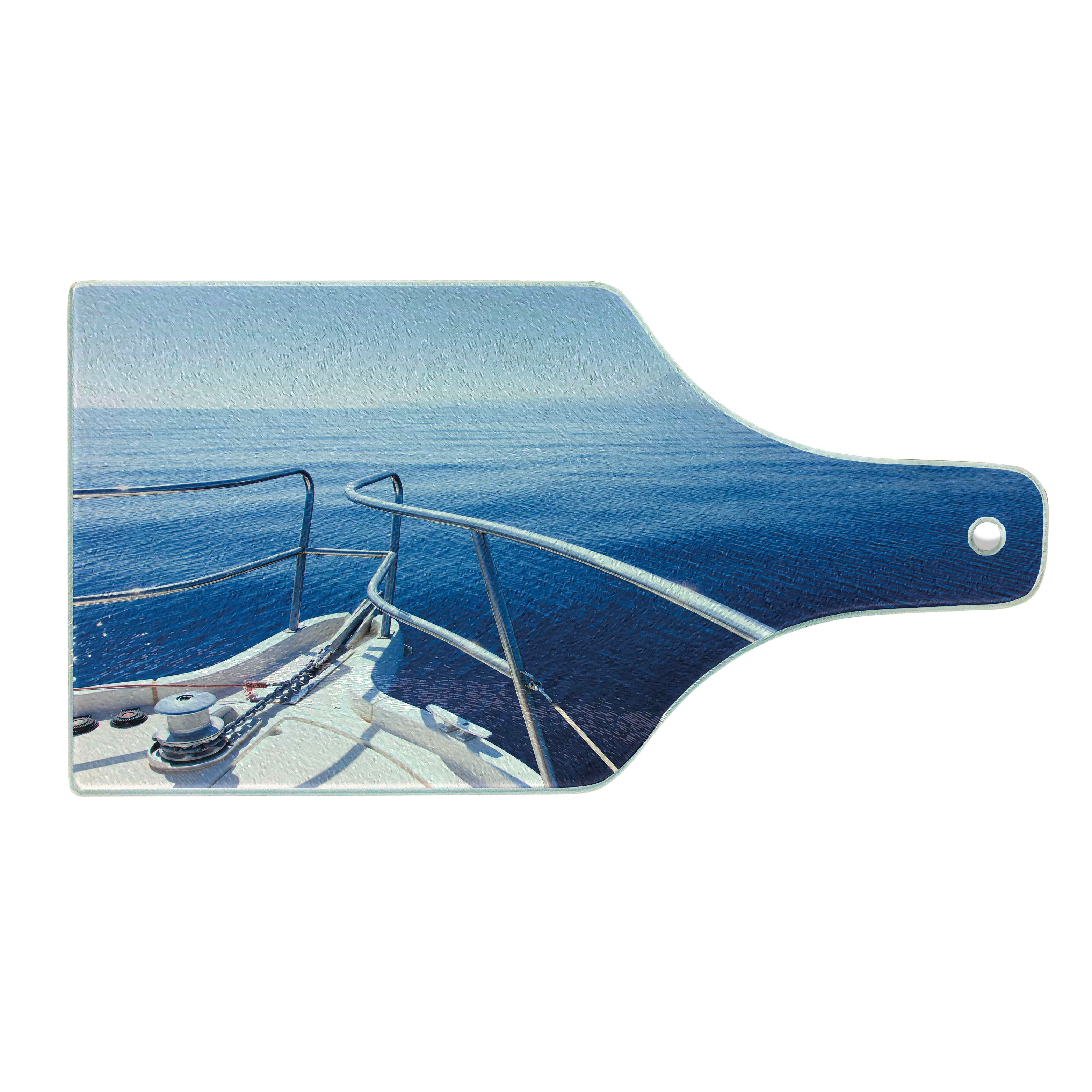Ambesonne Navy Tempered Glass Cutting Board Boat Yacht Ocean Scenery ...
