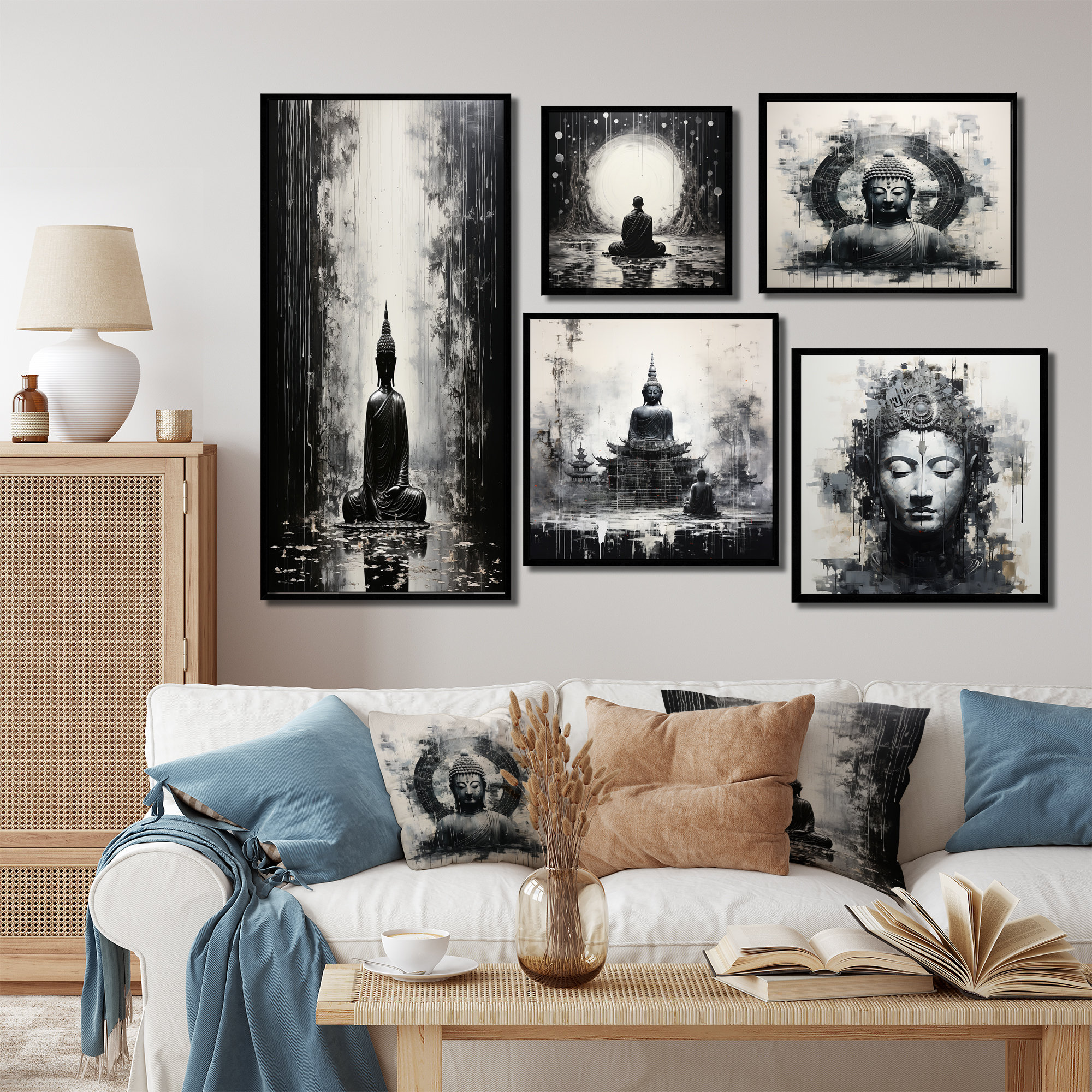 Bungalow Rose Holy Buddhism Statue - Buddhism Wall Decor Set Of 5 | Wayfair