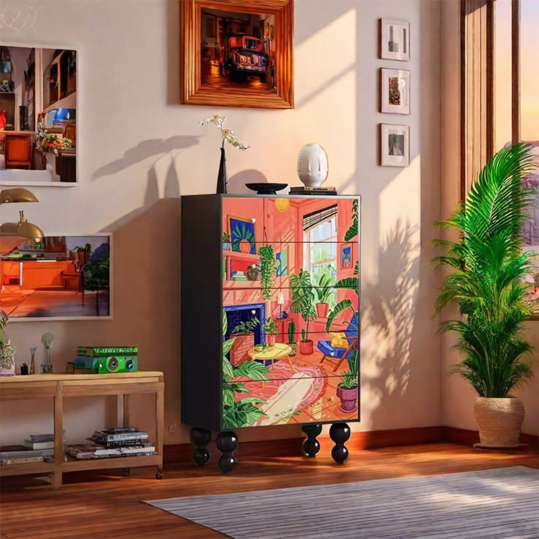 interanest Sturdy Pine Wood Cabinet with Spacious Drawers | Wayfair