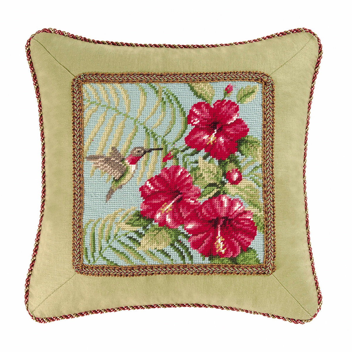 C&F Home Hybiscus & Hummingbird Needlepoint Pillow | Wayfair