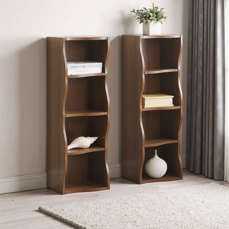 Ebern Designs 8-Tier Adjustable Shelf Bookcase With Wavy Border Design ...