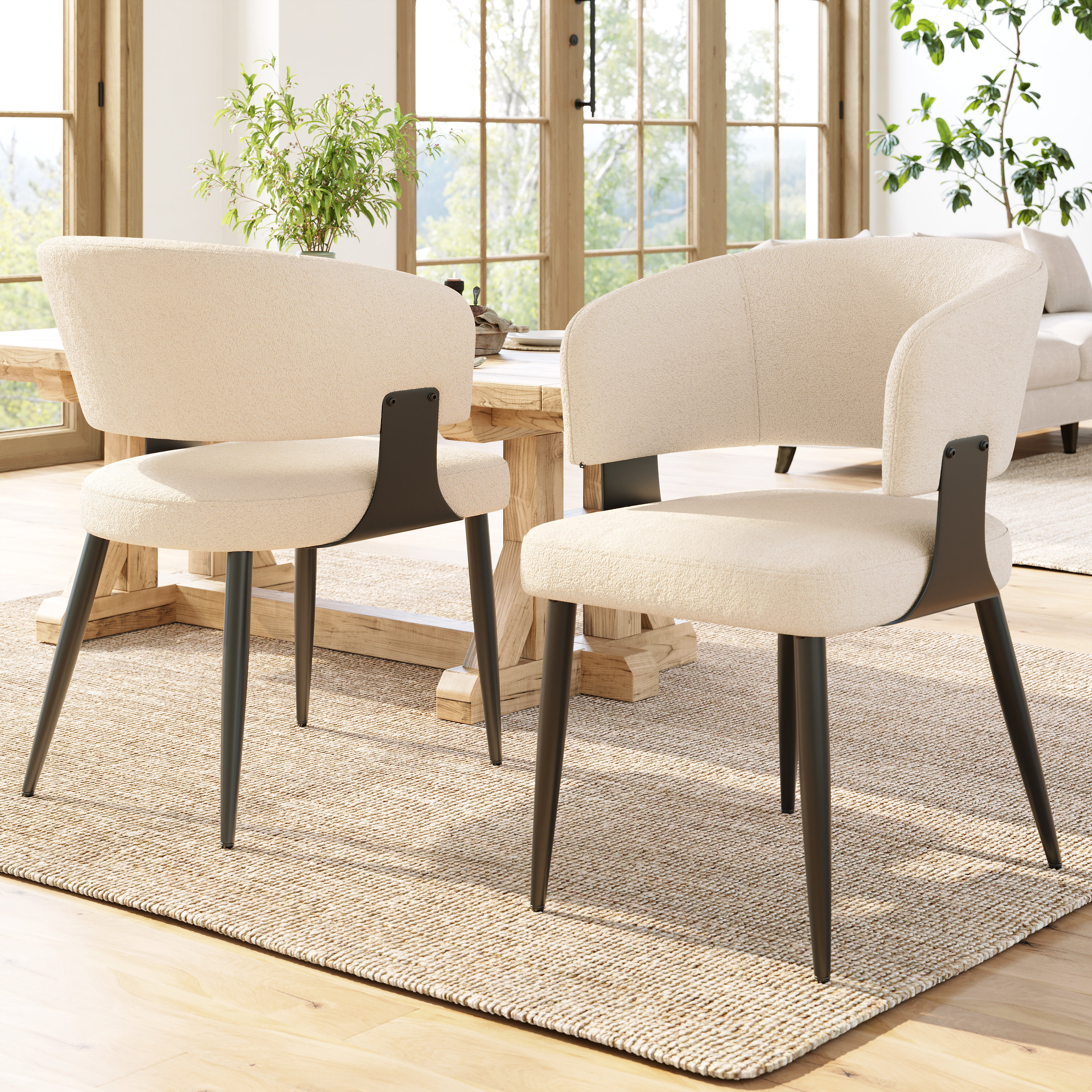 Fairmont Park Modern Fabric Dining Chair - Curved Back, Metal Legs ...