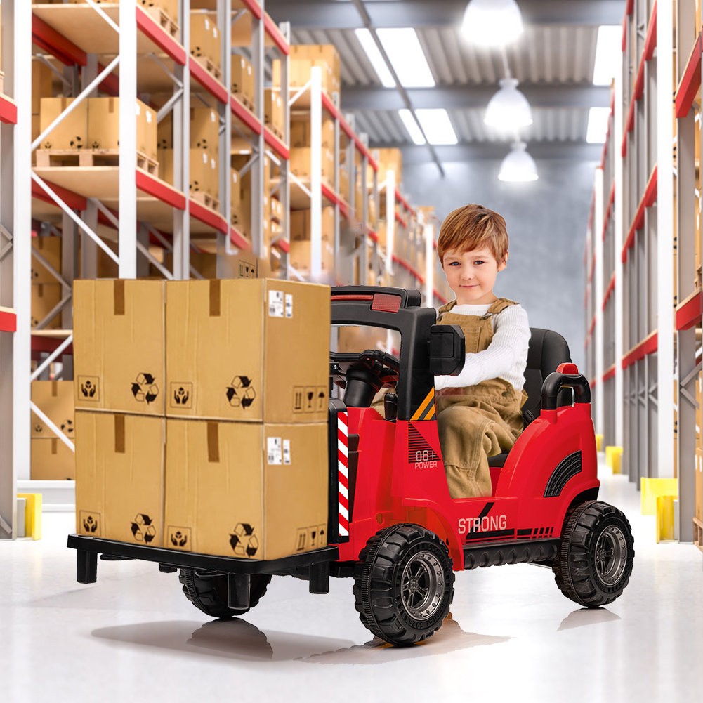 LumiParty 12v Kids Ride-on Forklift Truck With Remote Control, Liftable ...
