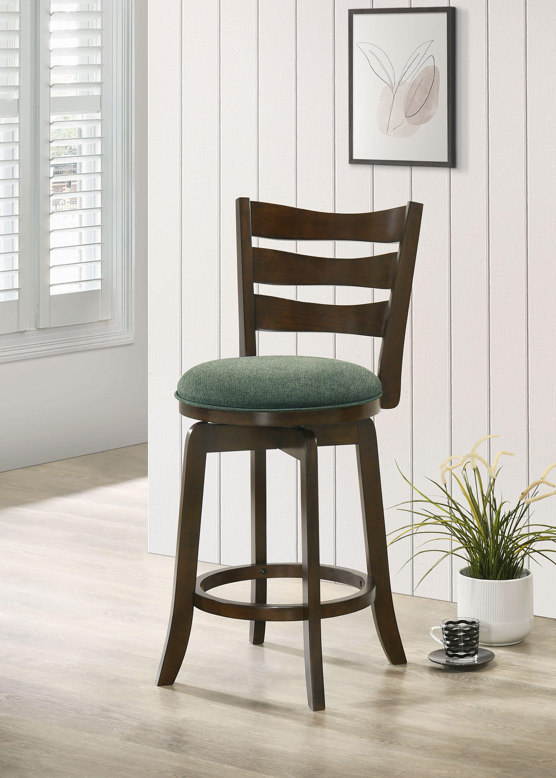 Lark Manor Avaan Ladder Back Counter Height Swivel Bar Stool Dark ...