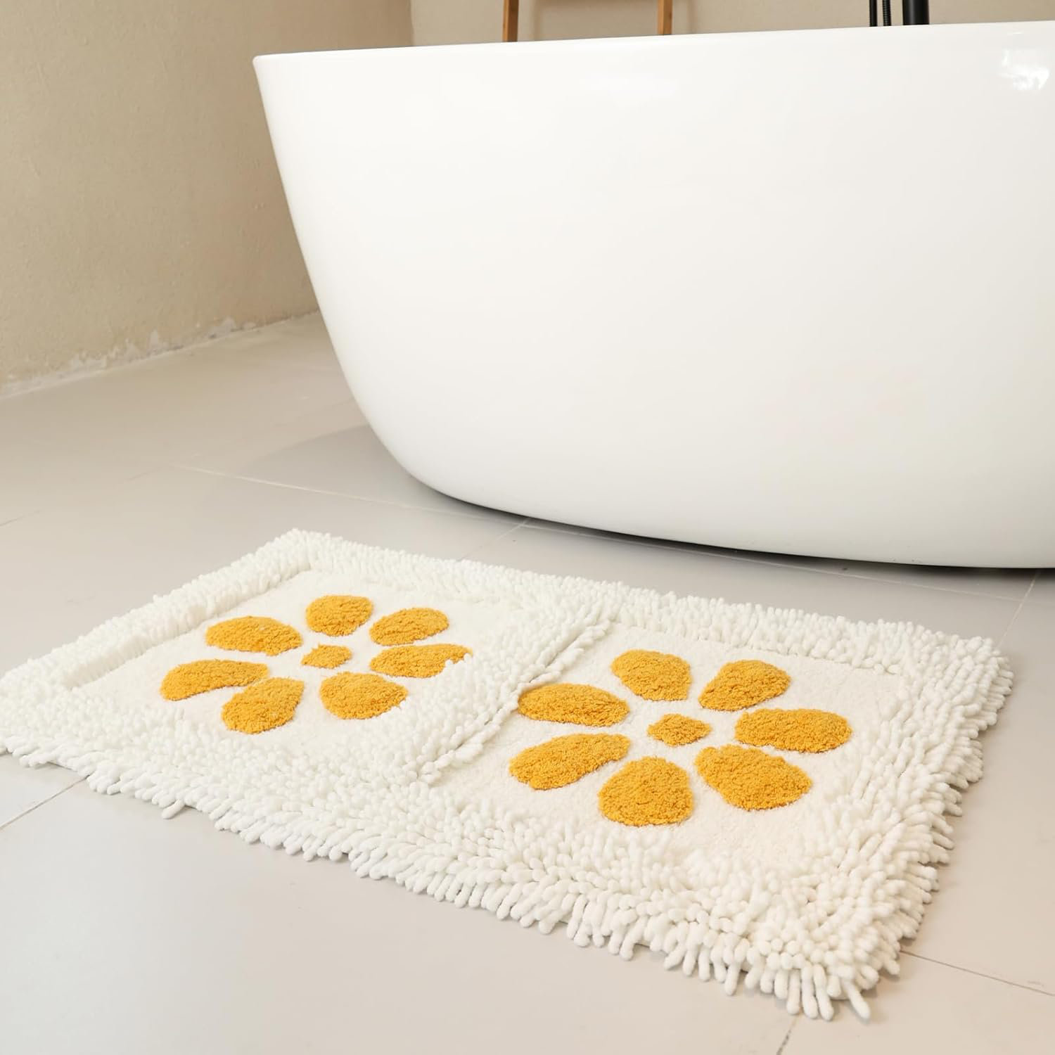 FETLOD Non-Slip Cute Bath Mat,Soft Cozy Shaggy Thick Chenille Bath Rugs ...