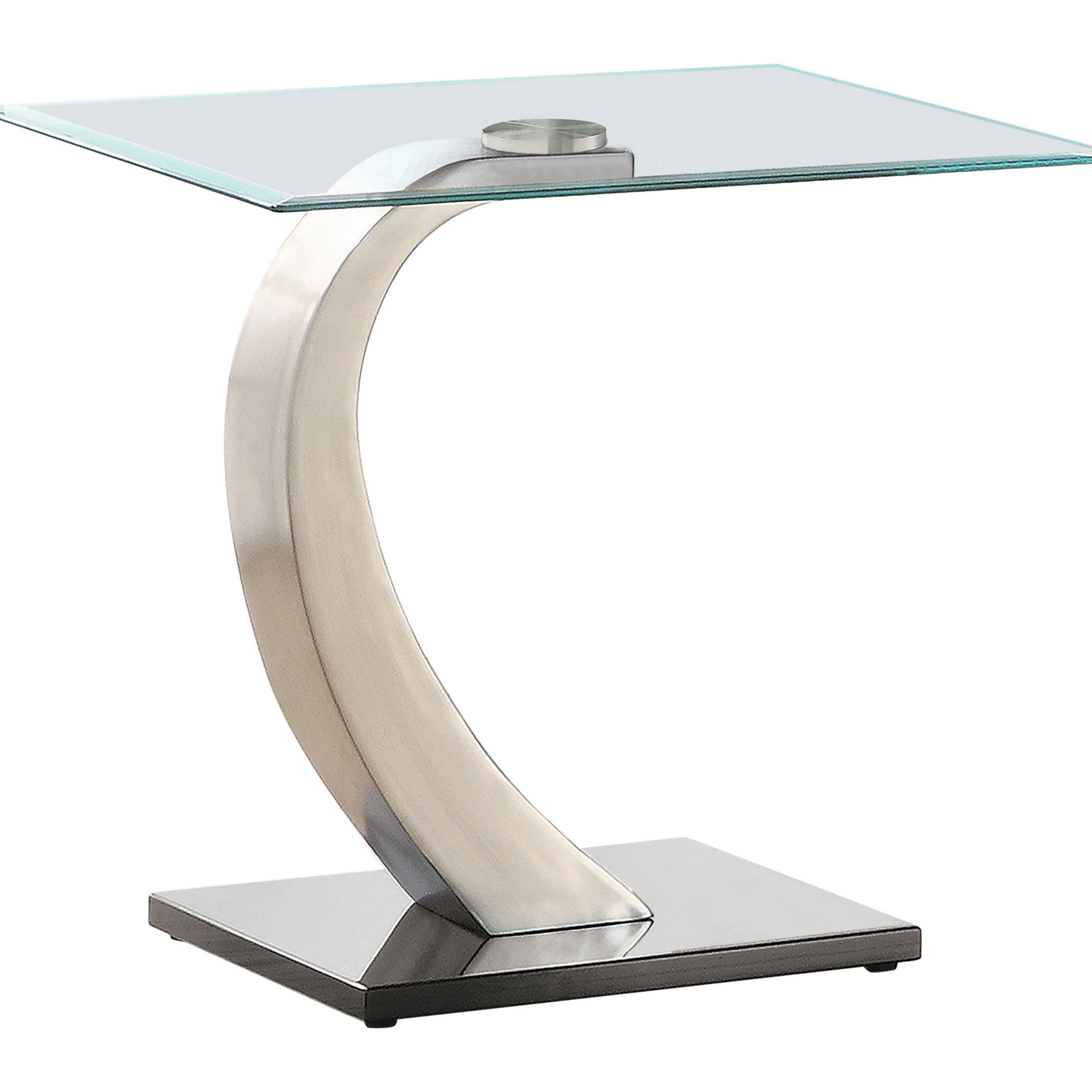 Latitude Run® Silver Rectangular Glass Top Metal End Table With ...