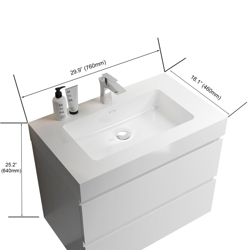 MEDUNJESS White Bathroom Solid Surface Basin | Wayfair