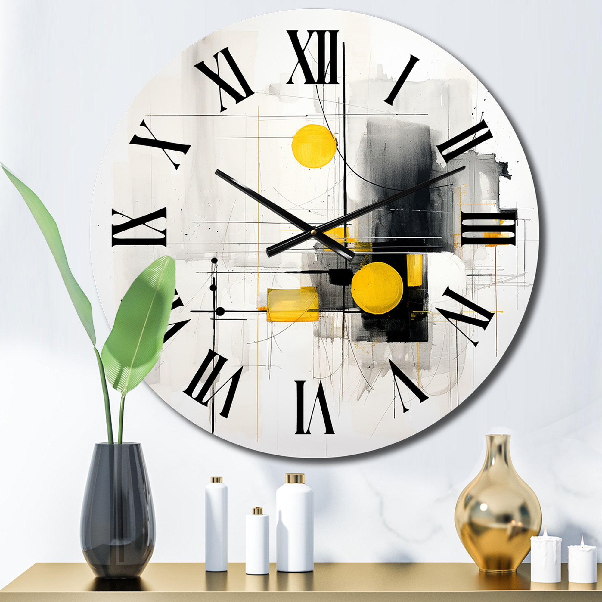 East Urban Home Grey Yellow Minimalism Purity of Form IV - Abstract ...