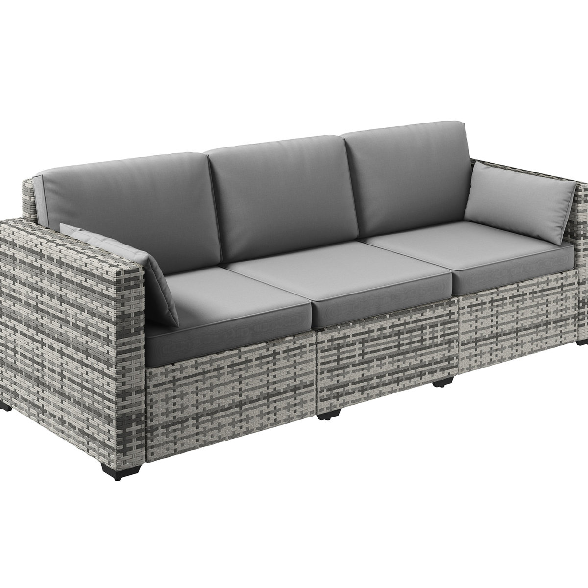 Canora Grey Gray Outdoor 3 Pe Couch With Cozy Cushions And Stable Steel ...