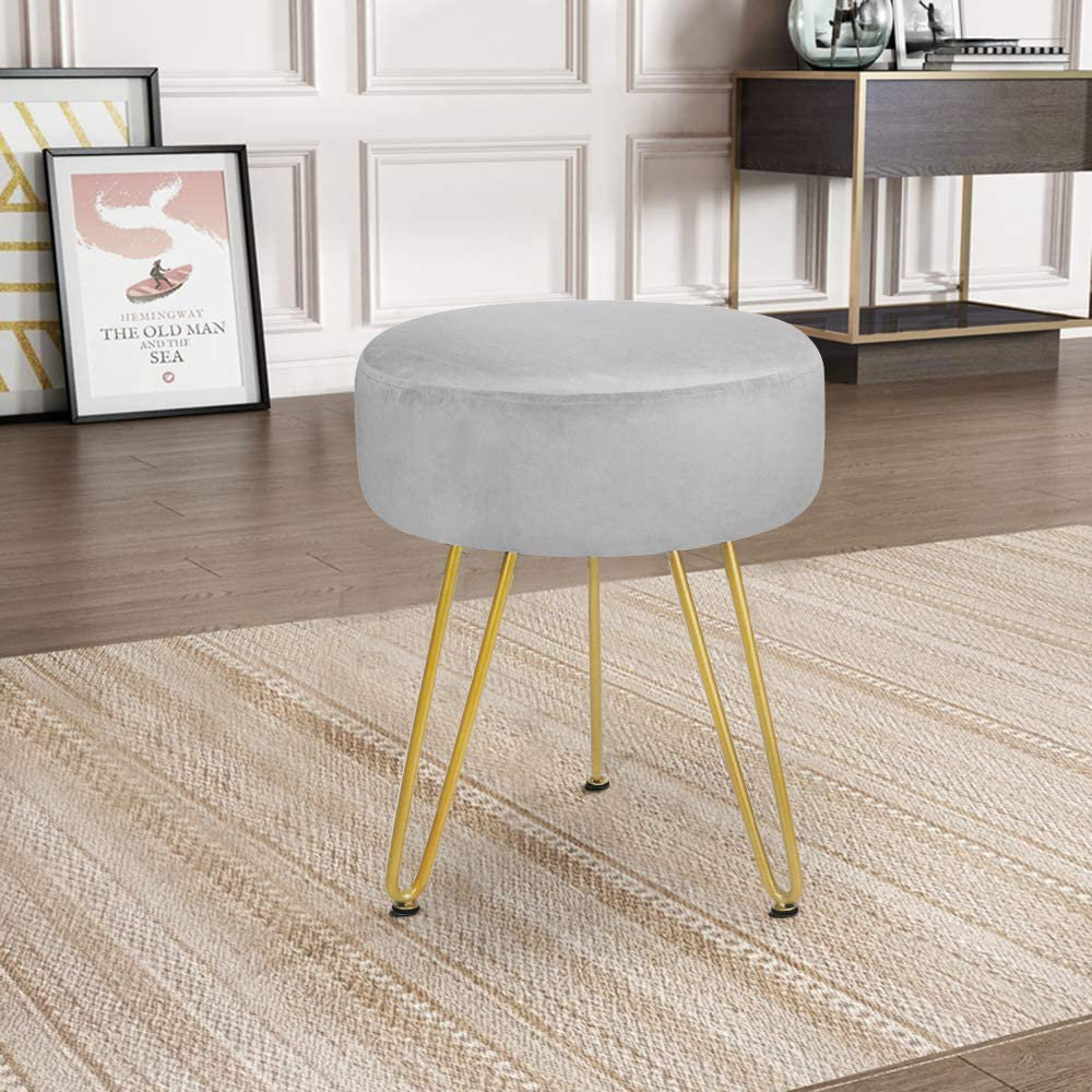 Mercer41 Kashiv 13.4" Wide Velvet Round Footstool Ottoman | Wayfair