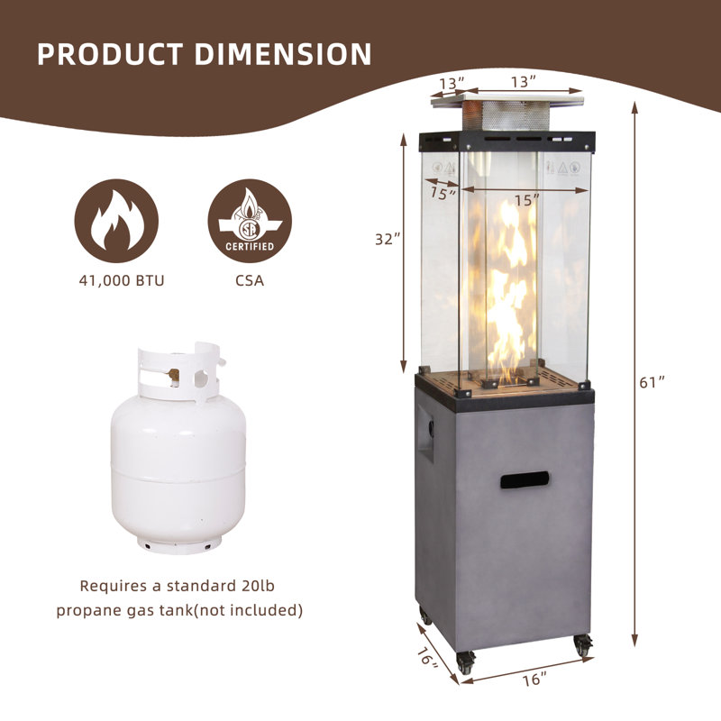 Afterglow 41,000 BTU Propane Standing Patio Heater & Reviews | Wayfair