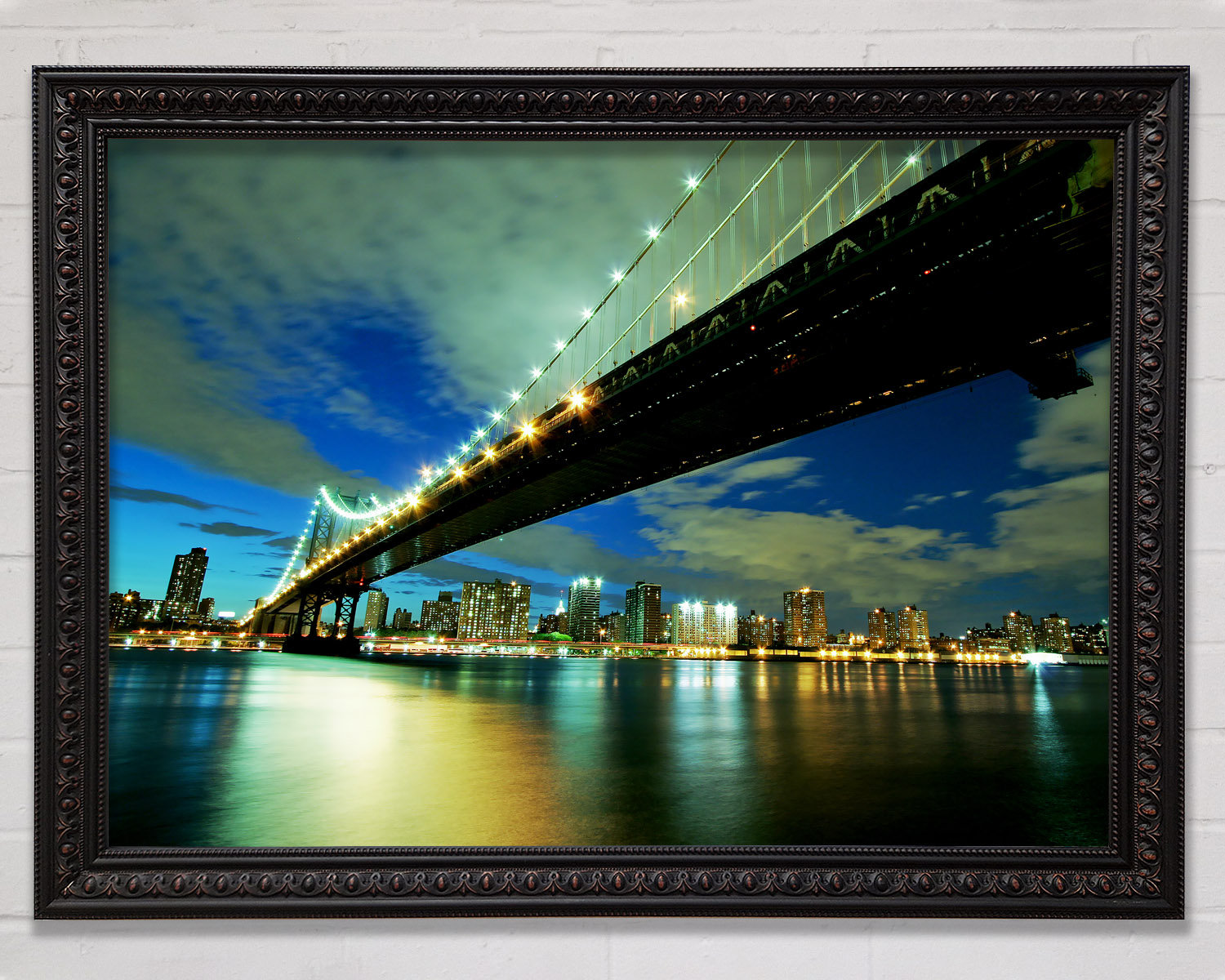 Bright Star New York Brooklyn Bridge From Below - Single Picture Frame ...