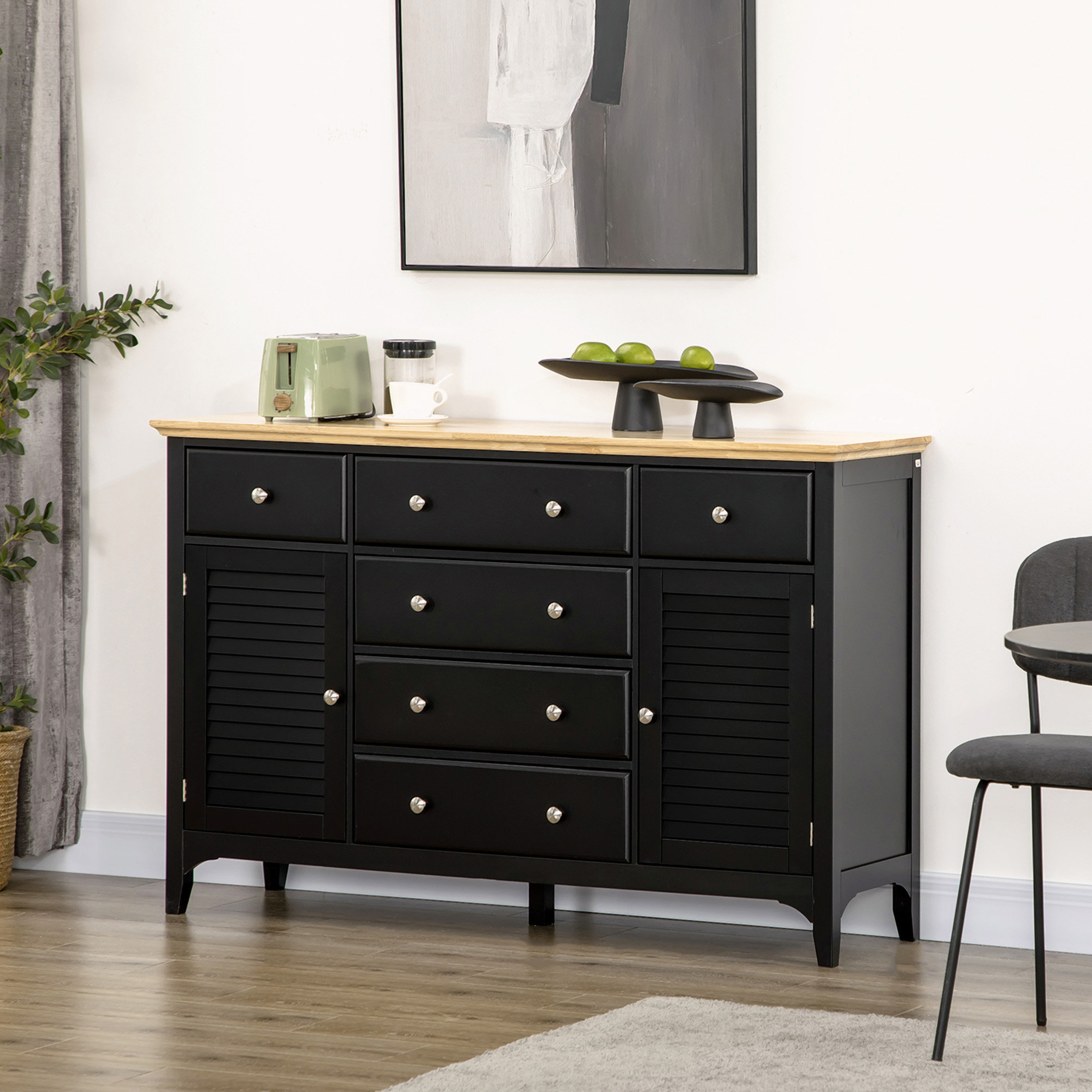 Lark Manor™ Cabinet with Storage Drawers, Rubber Wood Top and ...