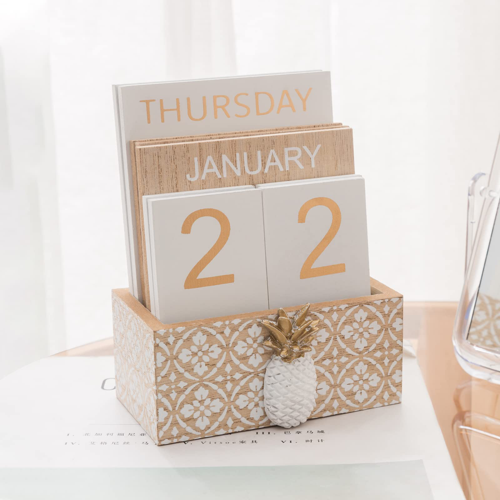 Inbox Zero Perpetual Desk Calendar, Wooden Calendar Retro Office ...