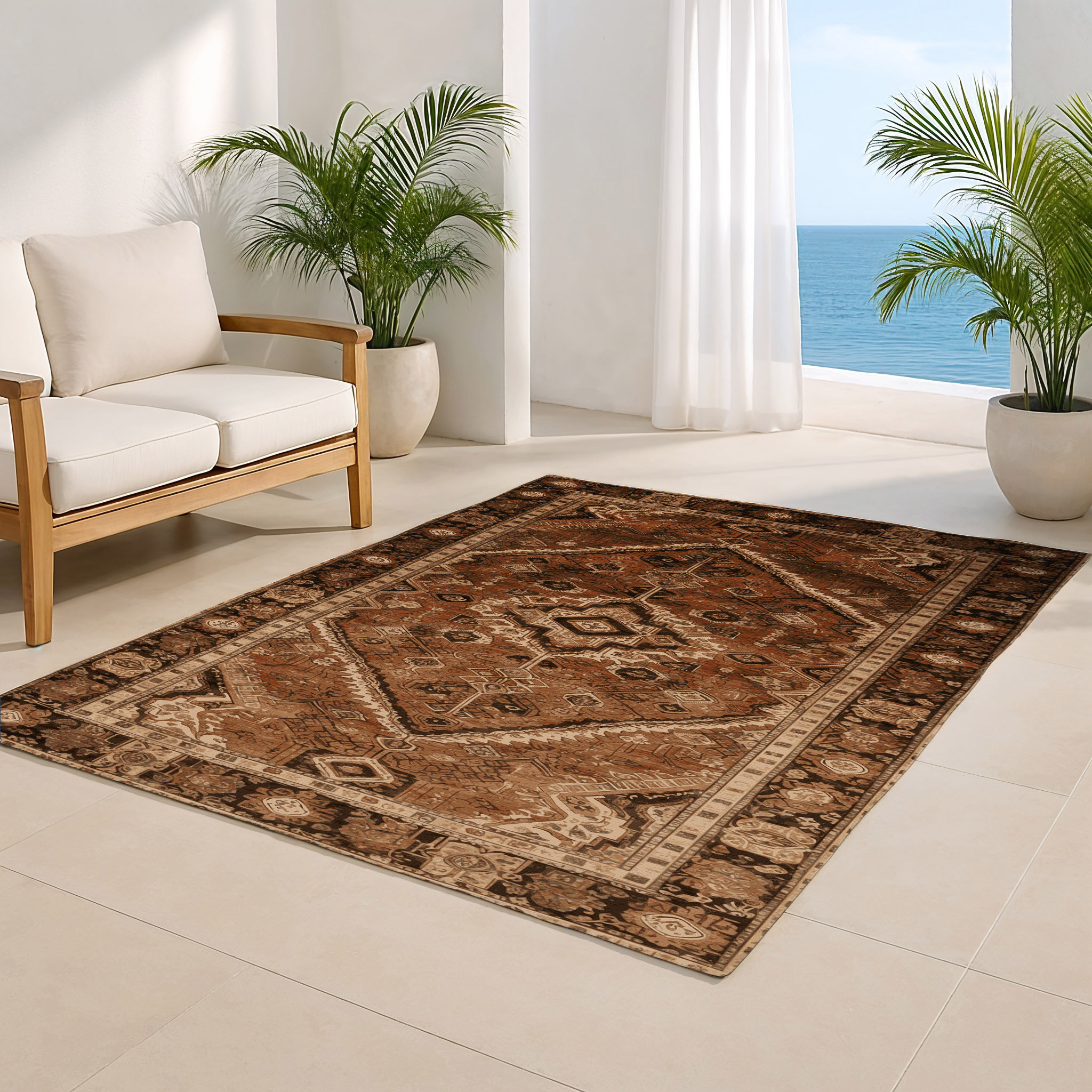 Bloomsbury Market Turkish Brown Indoor and Outdoor Area Rug | Wayfair