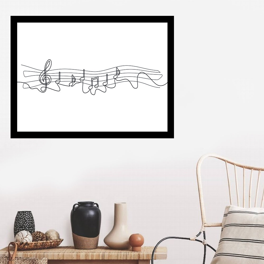 Wrought Studio™ Music Notes - Picture Frame Drawing Print | Wayfair
