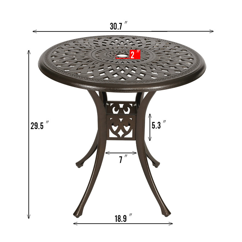 Lark Manor™ Amilyah Outdoor Patio Retro Round Cast Aluminium Dining ...