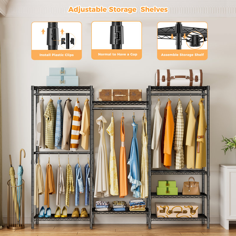 Rebrilliant Napalys 76.8" Garment Rack, Clothes Hanging Rack, Metal ...