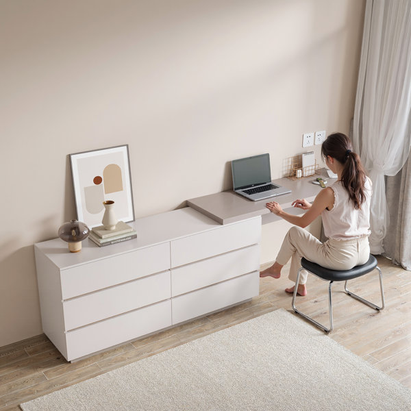 Latitude Run® Amaly Modern Home Office Extendable Dresser Desk Combo ...