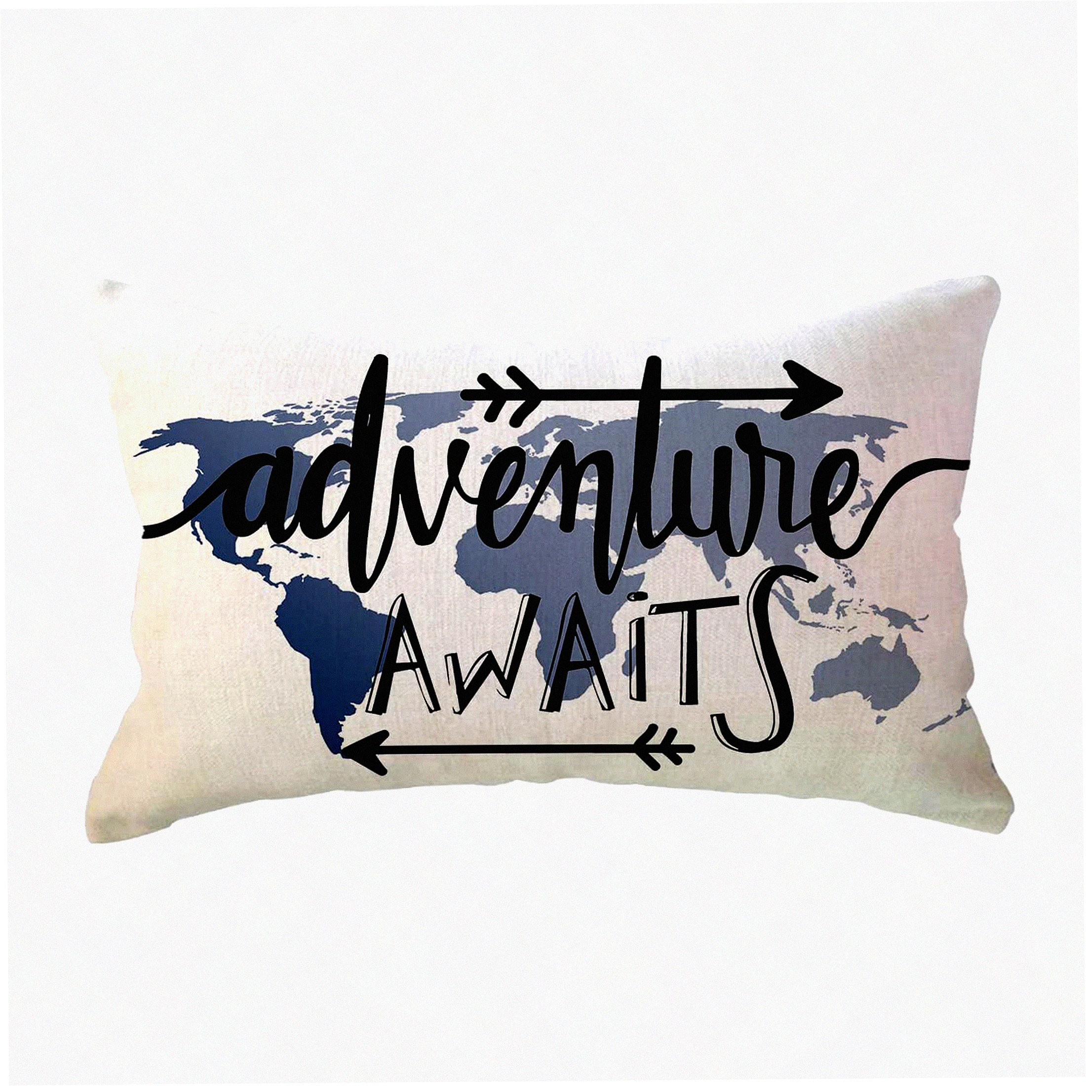 BRBCA Adventure Awaits World Map Lumbar Pillow Cover - Geography Theme ...