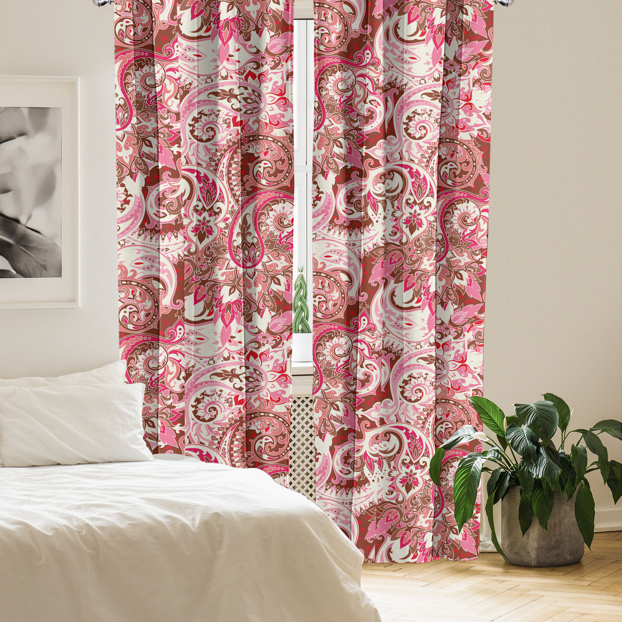 East Urban Home Paisley Curtains Modern Botany Flowers Print Pair Of