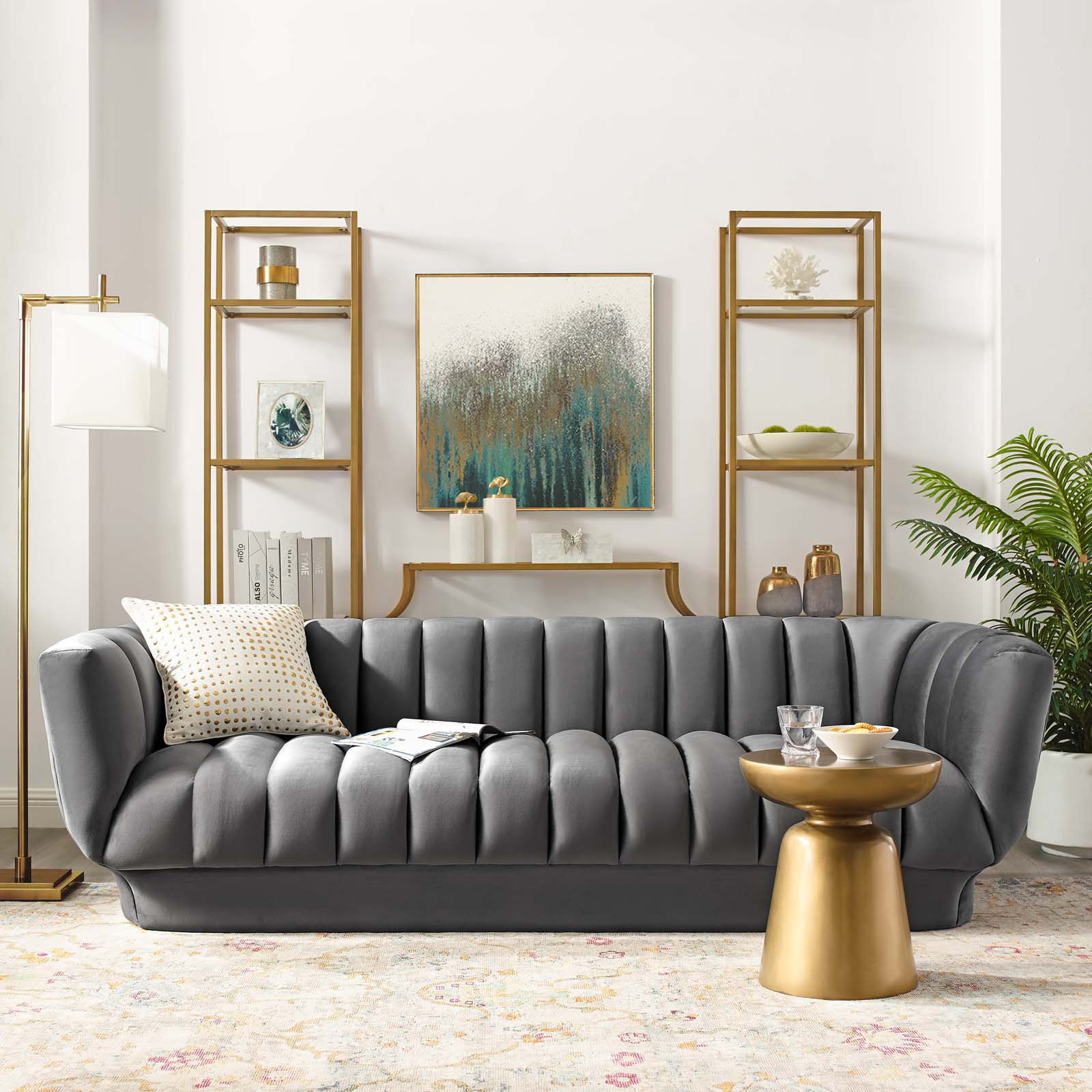 Modway Entertain Vertical Channel Tufted Performance Velvet Sofa ...