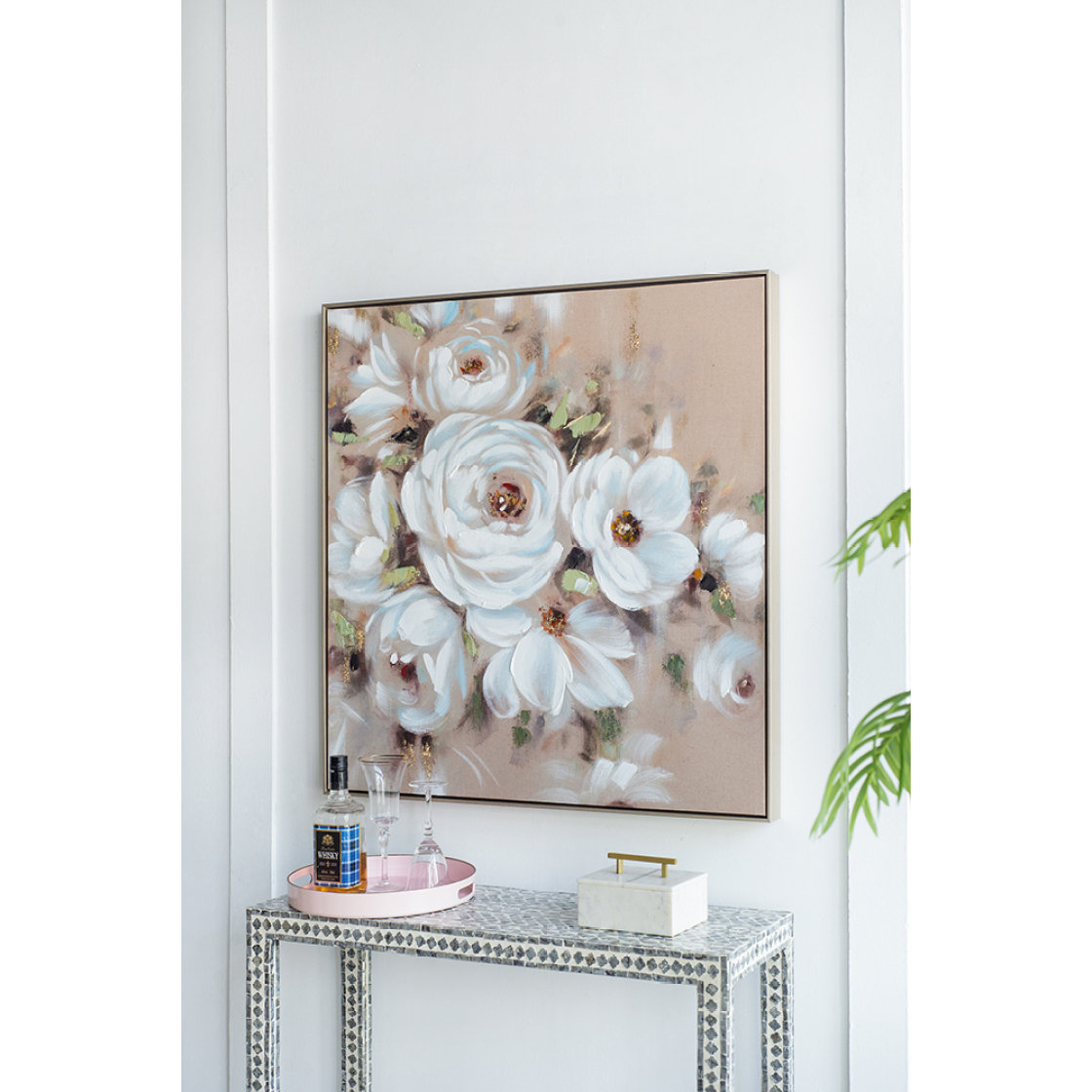 Hokku Designs 36" X 36" Square Framed Wall Art Flower Canvas Print ...