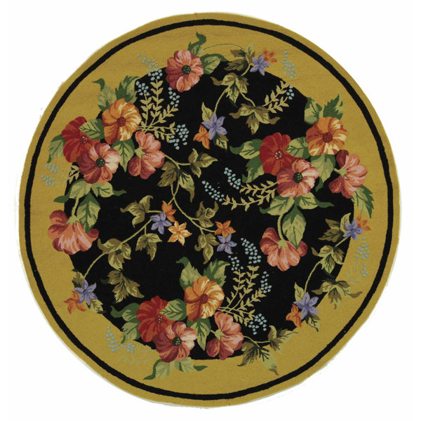 Alcott Hill® Baytown Handmade Hand Hooked Wool Yellow/Black Rug ...