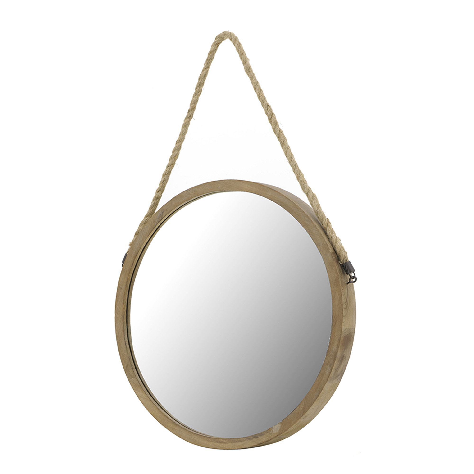 Breakwater Bay Rally Round Wood Mirror - with Jute Handle - 19x19x29.5 ...