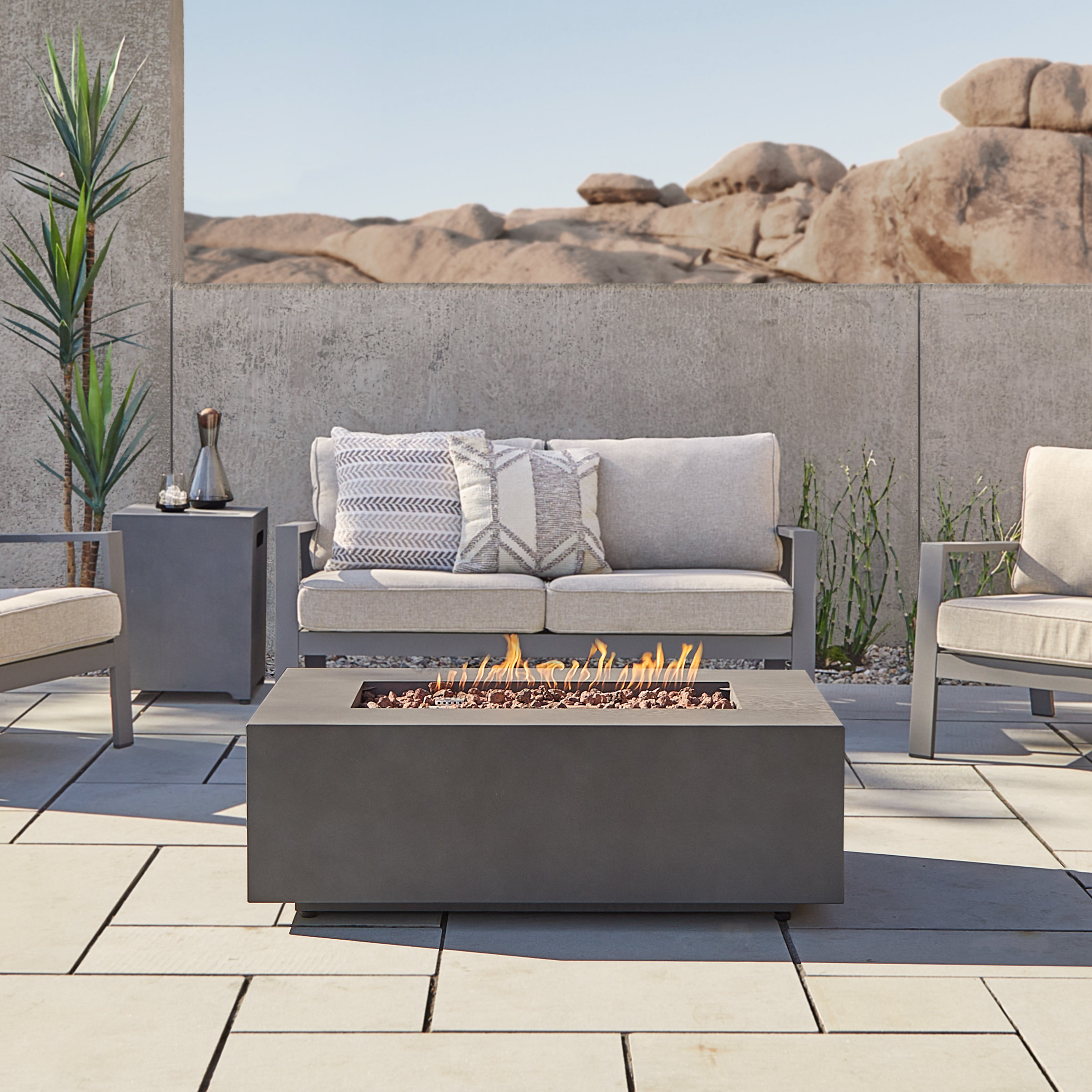 Real Flame AEGEAN Propane / Natural Gas Outdoor Fire Pit Table ...