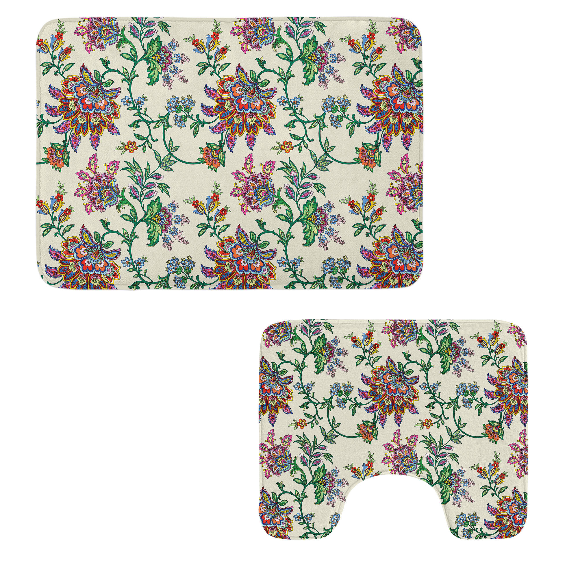 East Urban Home Bohemian Bathroom Rug Set 2 Pieces Rectangle & Contour ...