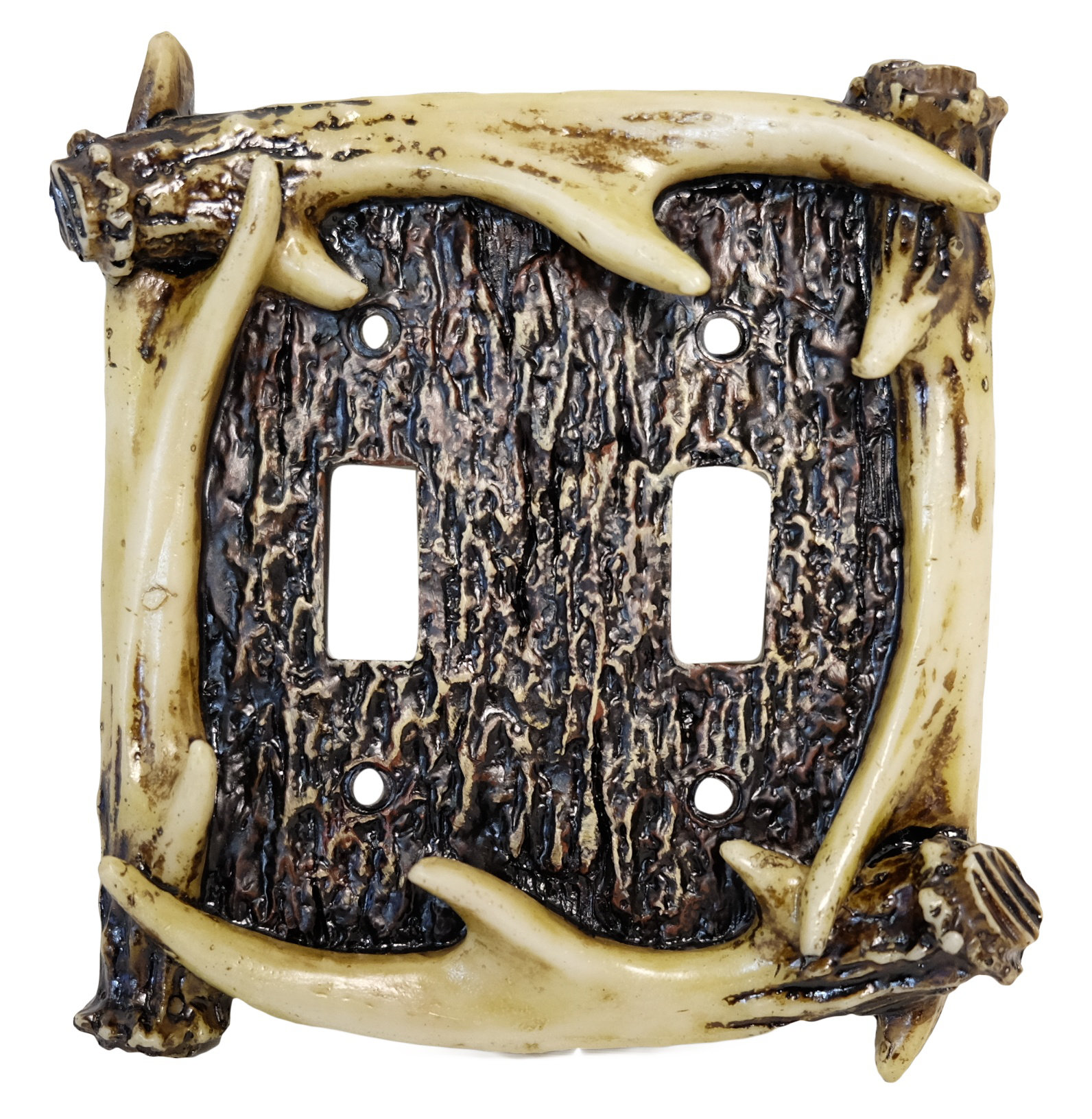 De Leon Collections Antler Framed Faux Wood Double Toggle Switch ...