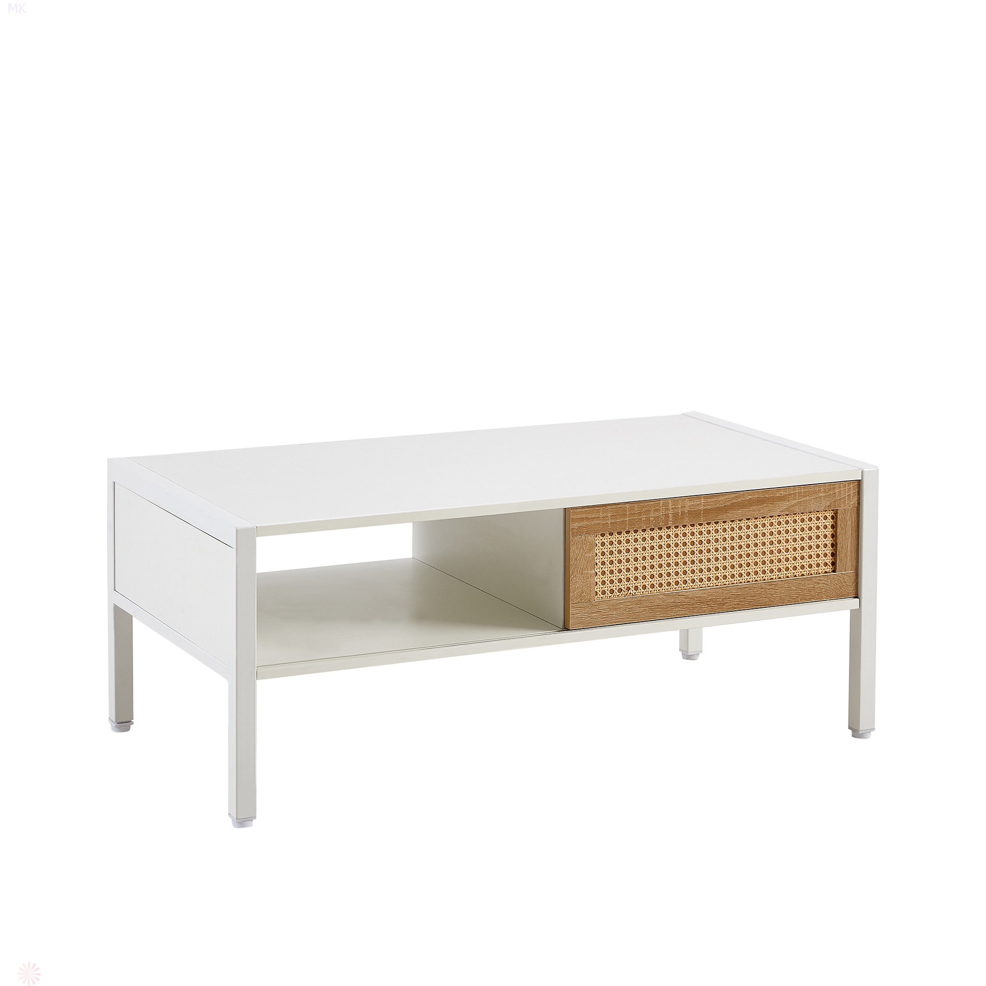 Latitude Run® 40.16" Coffee Table, Sliding Door For Storage, Metal Legs ...
