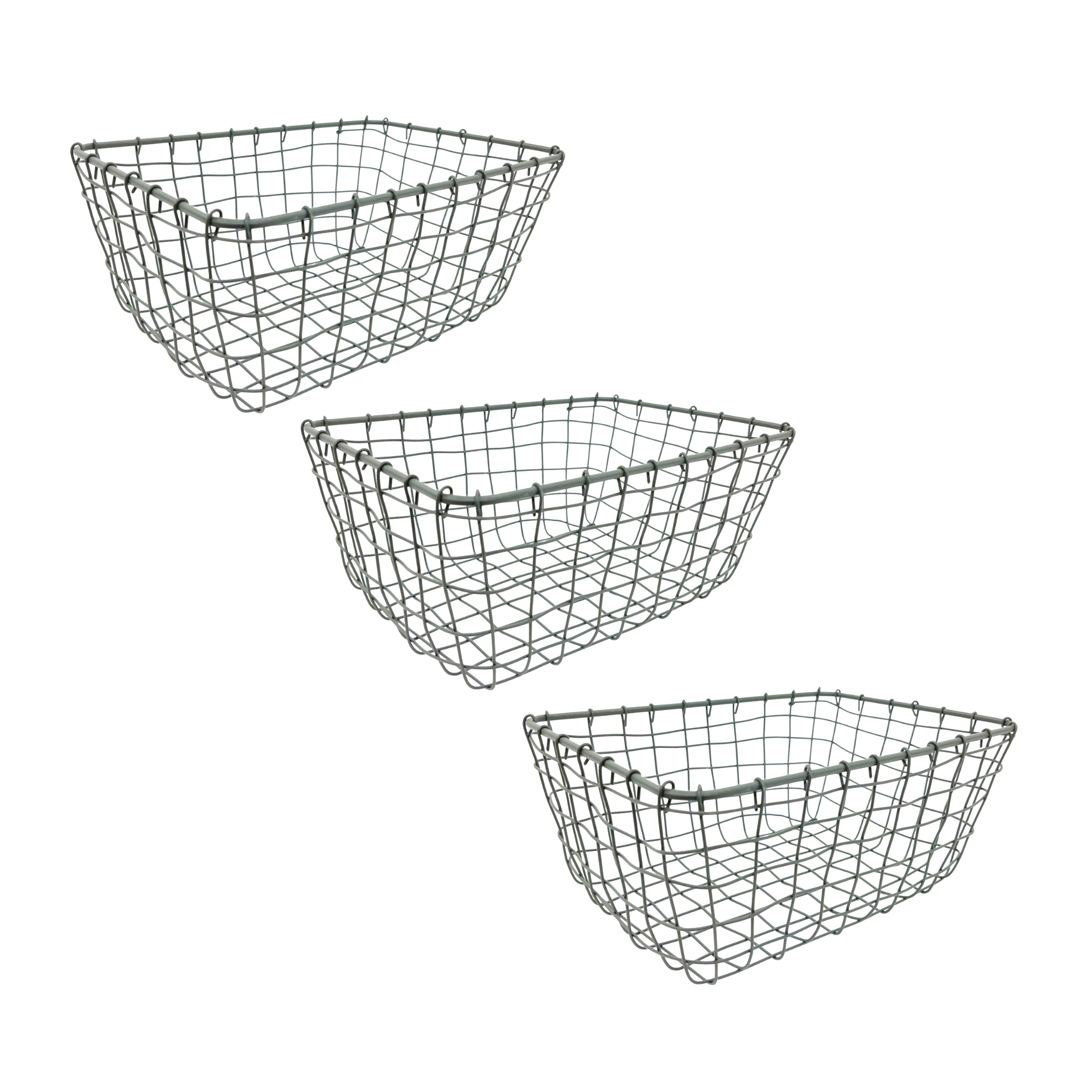 Williston Forge Rustic Grey Rect Wire Basket Set/3 - Wayfair Canada