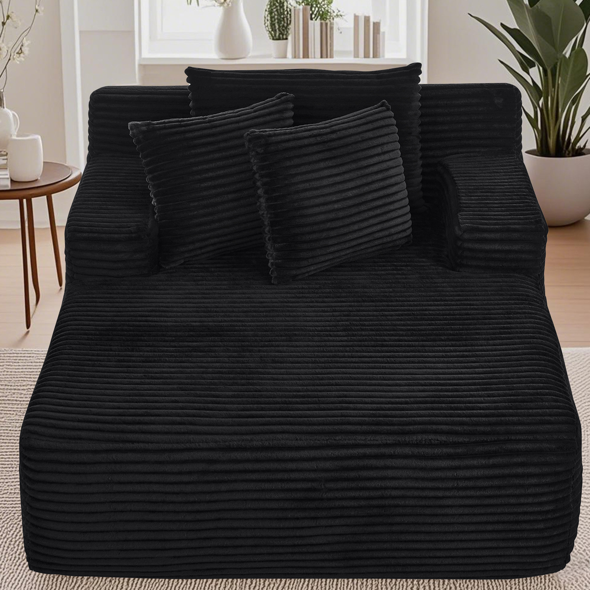 Latitude Run® Lozena 50-Inch Corduroy Cloud Chaise Lounge Chair Indoor ...