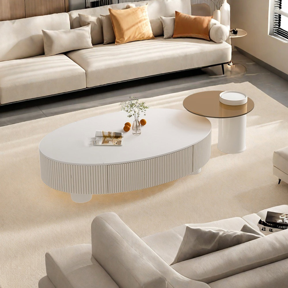 Trentastic Trails Cream Style Oval Marble Coffee Table | Wayfair