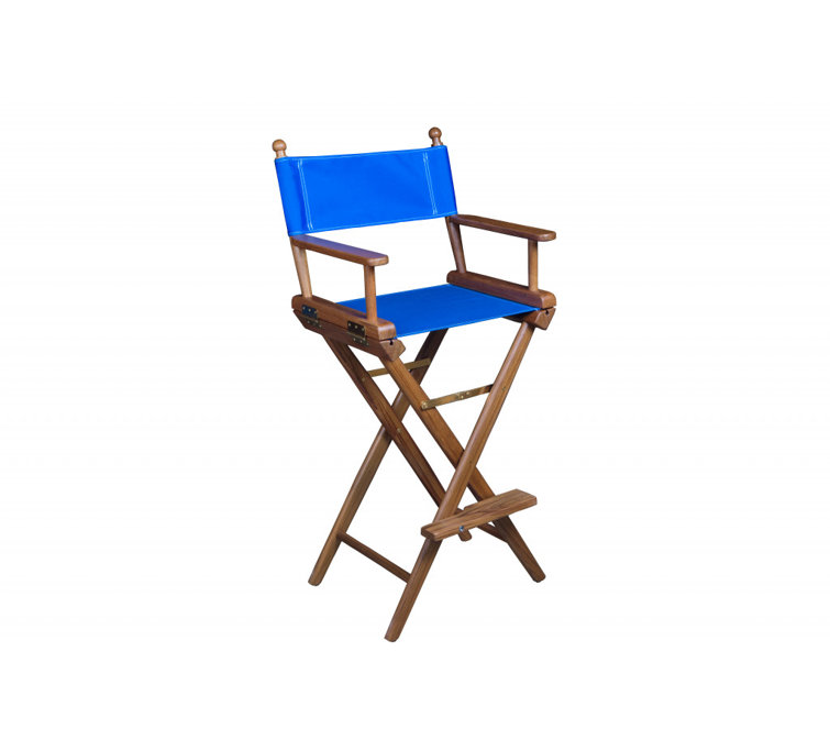 HomeRoots Blue And Brown Solid Wood Director Chair | Wayfair