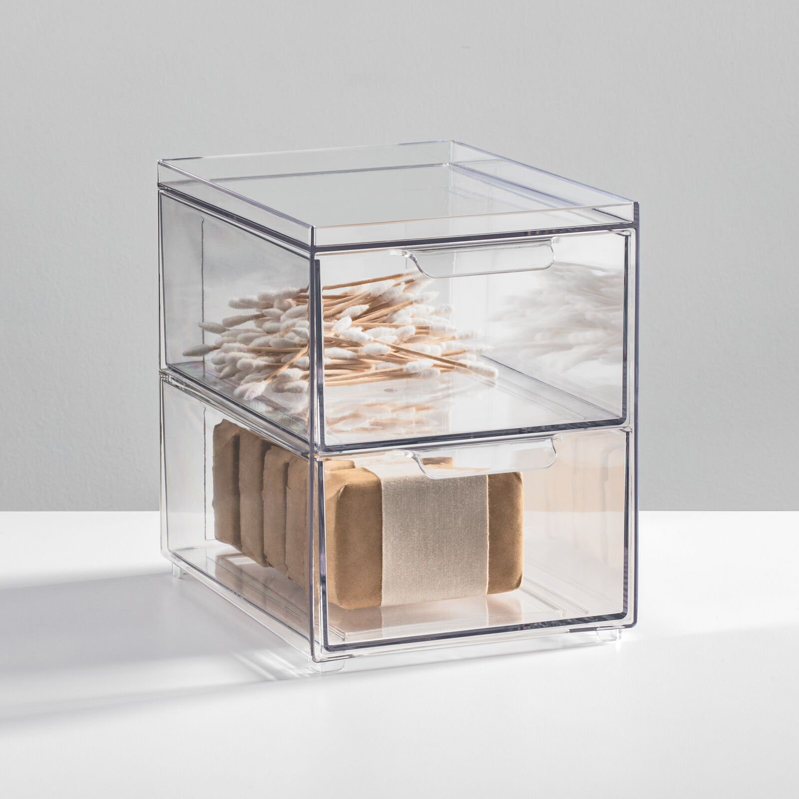 mDesign Plastic Stackable Bathroom Storage Organizer with Drawer | Wayfair