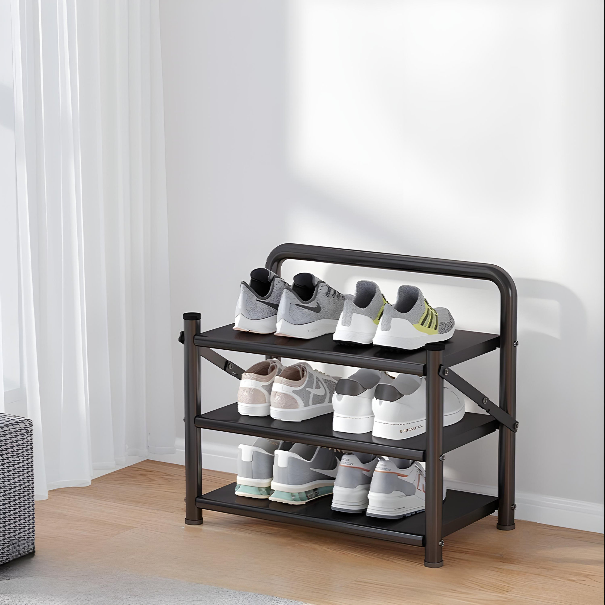 Rebrilliant Foldable Shoe Rack - Multi-Layer Metal Shoe Shelf For Home ...