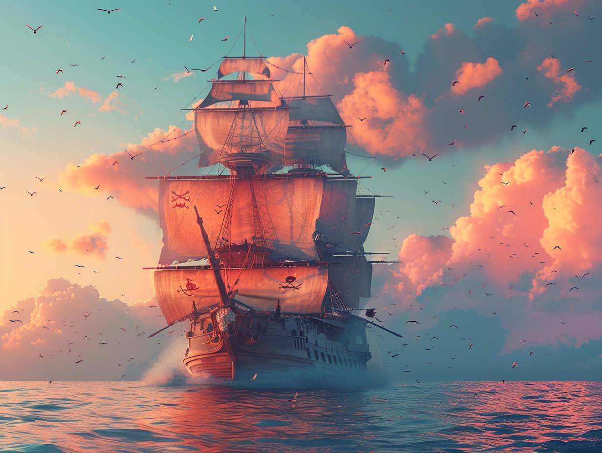 VisionDecor Sailing ship Window Curtains Nautical Ocean voyage Drapes ...