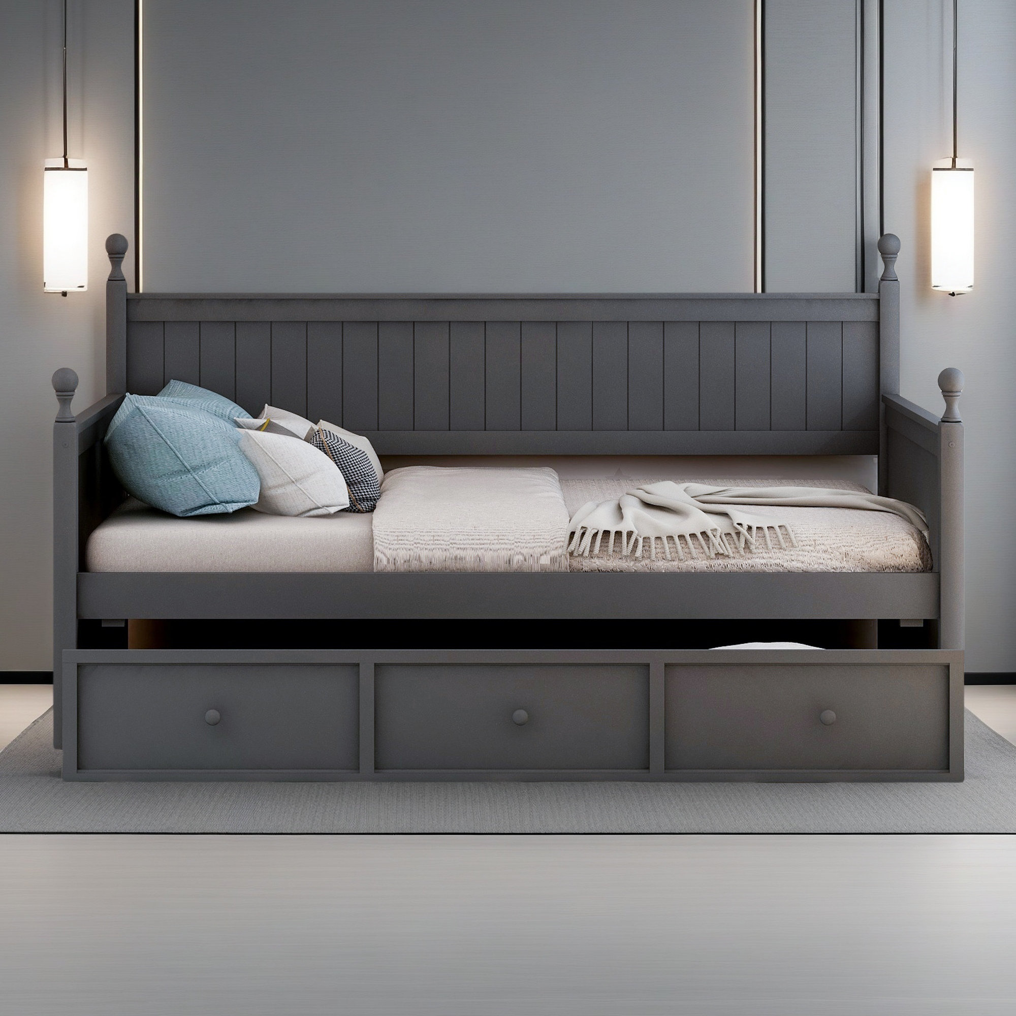 Alcott Hill® Wood Daybed With Three Drawers ,Twin Size Daybed,No Box ...