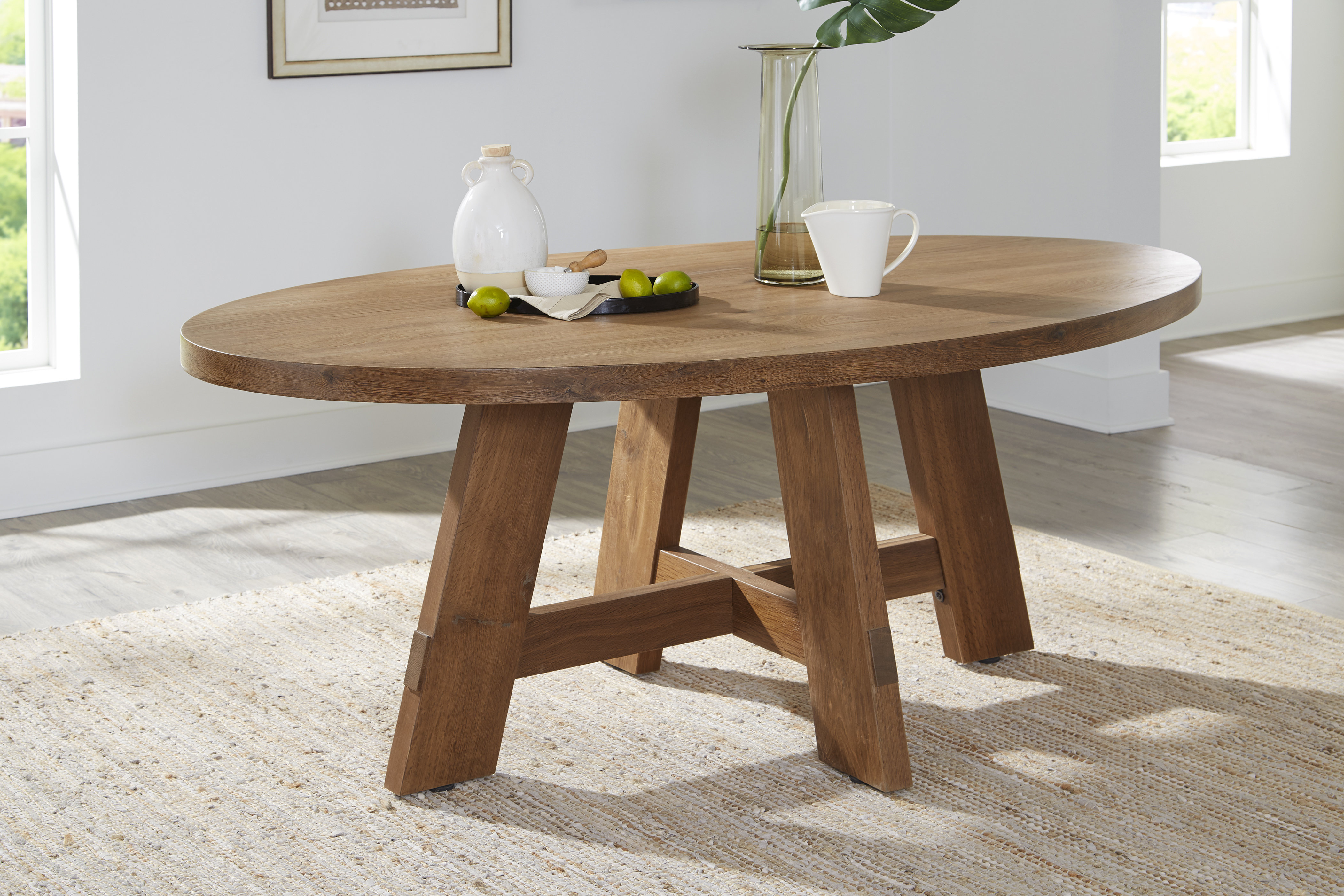 Ebern Designs Oval Wood Natural Oak Dining Table - Wayfair Canada