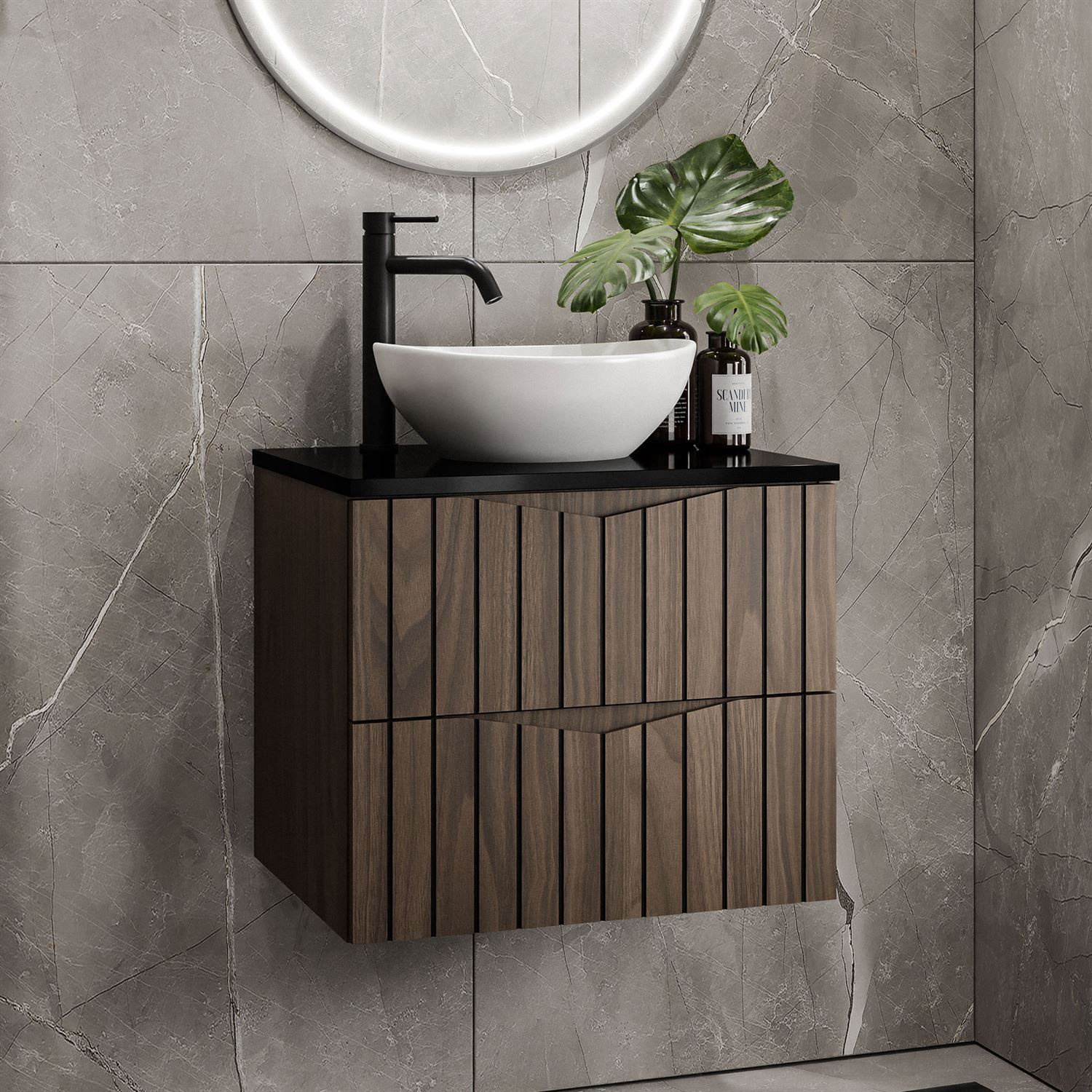 Ebern Designs Sabrea Set HIKARI I 60 cm Bathroom Vanity Sink, Ceramic ...