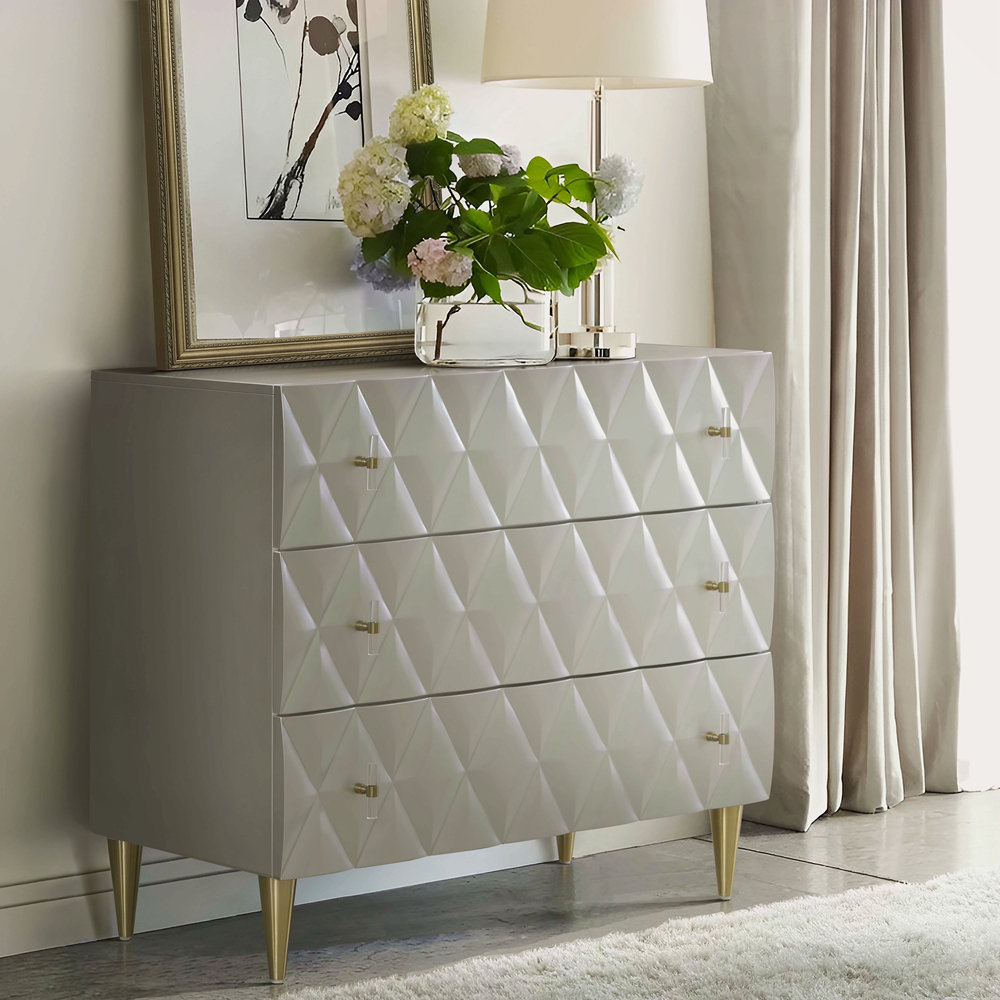 Everly Quinn Metallic Silver & Champagne Finish Console Cabinet | Wayfair