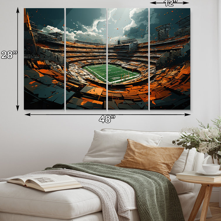 Ebern Designs Green Football Abstract Stadium On Canvas 4 Pieces Print ...