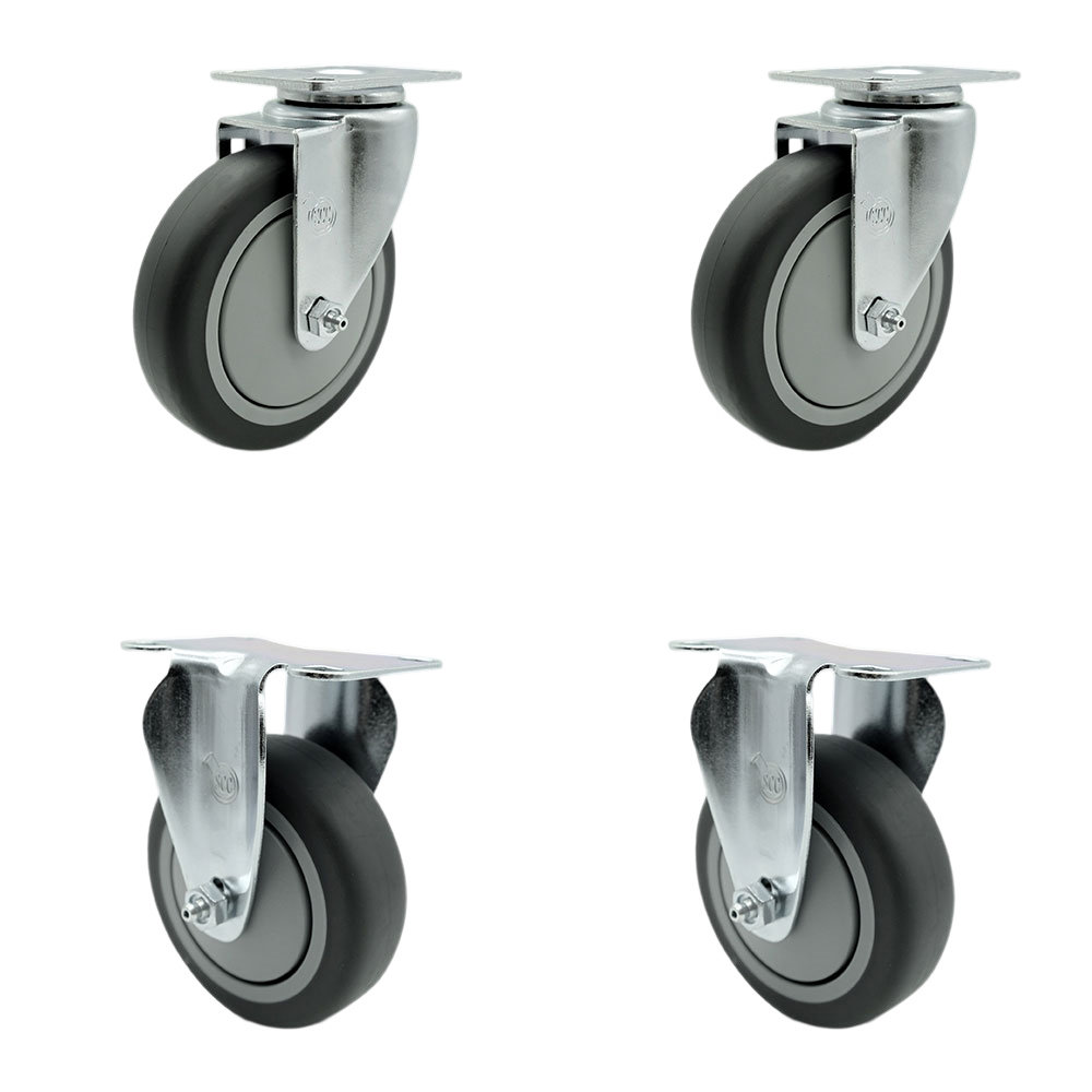 Service Caster 4 Piece Thermoplastic Rubber Top Plate Caster Set with 2 ...