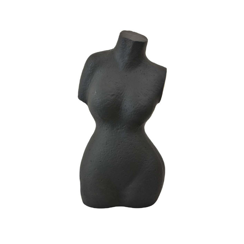 Benjara Decorative Abstract Female Torso Sculpture, Matte Black Resin ...