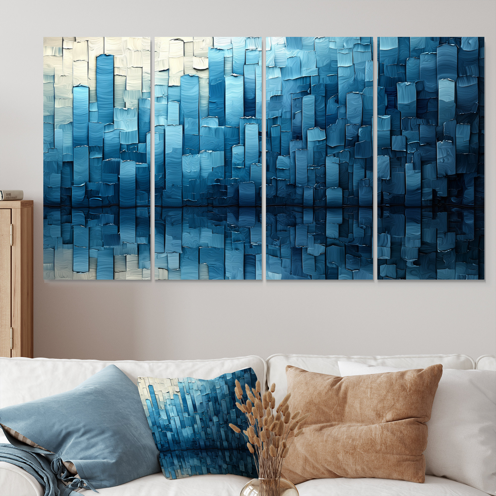 Brayden Studio® Drip Paint Of Blue Cubic Matrix III - Drip Painting ...