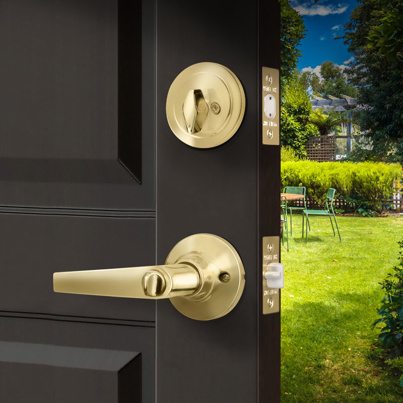 Premier Lock Complete Entry Lever Set with Single Cylinder Deadbolt ...
